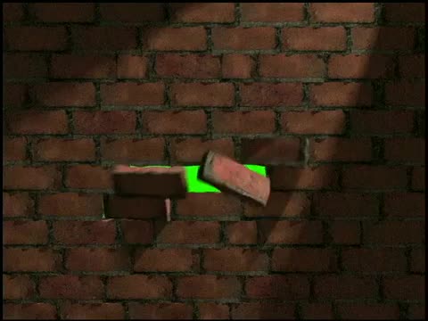 Computer generated image of brick wall exploding - Wazee Digital